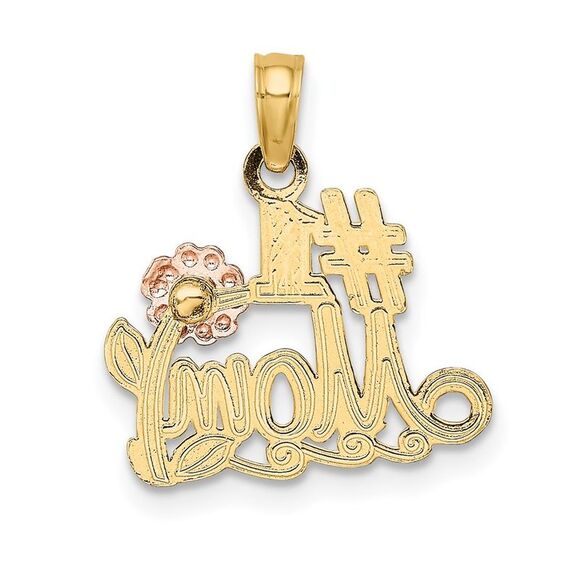 Kazi Luxury | Jewelry | 4k Yellow Gold Twotone 1 Mom Script W Flower ...